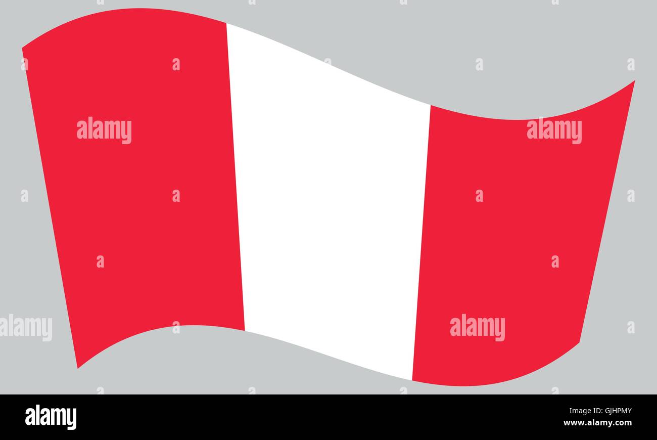 Flag of Peru waving on gray background. Peruvian national flag Stock ...