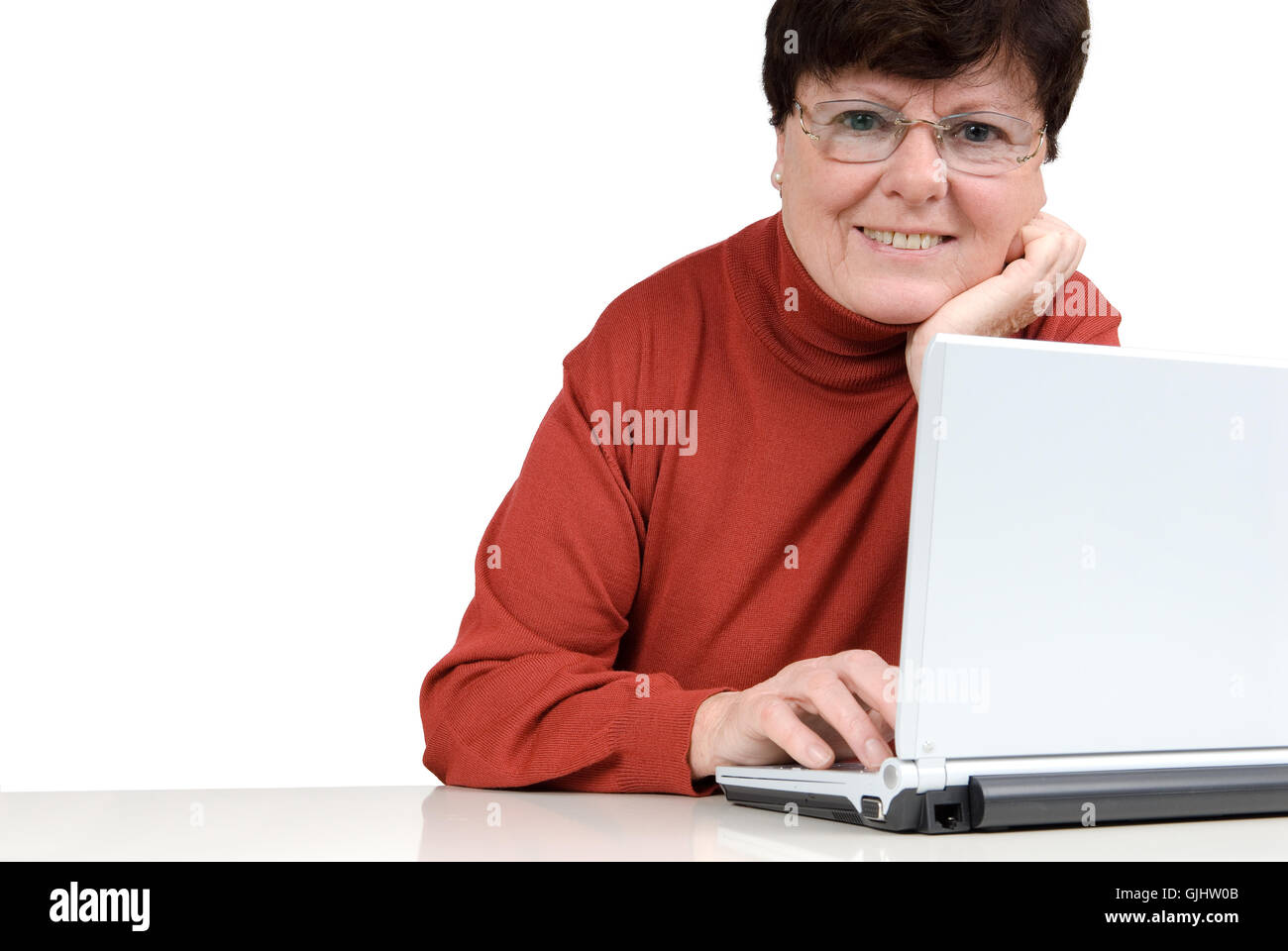 elderly woman with computer Stock Photo - Alamy