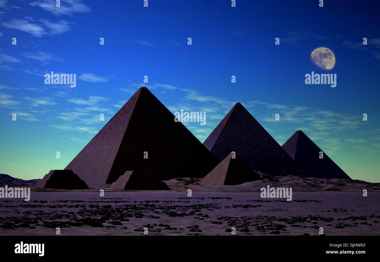 Night moon pyramids hi-res stock photography and images - Alamy