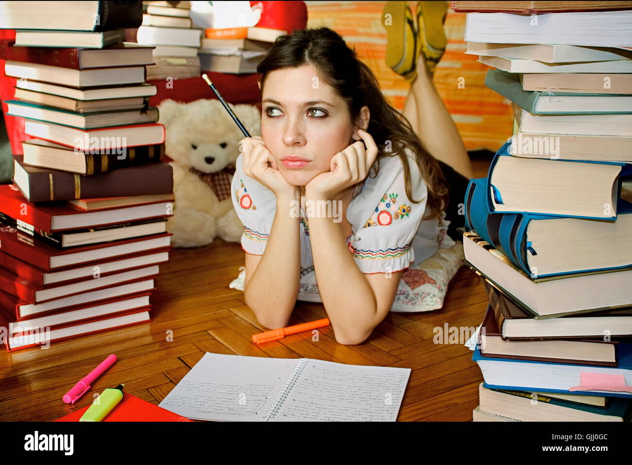 teen boring books Stock Photo - Alamy