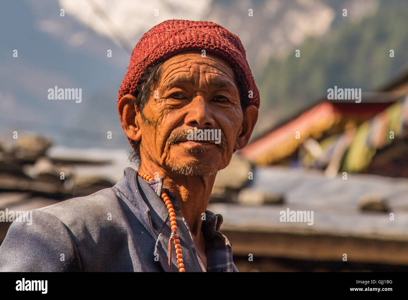 Wrinkled face nepal hi-res stock photography and images - Alamy