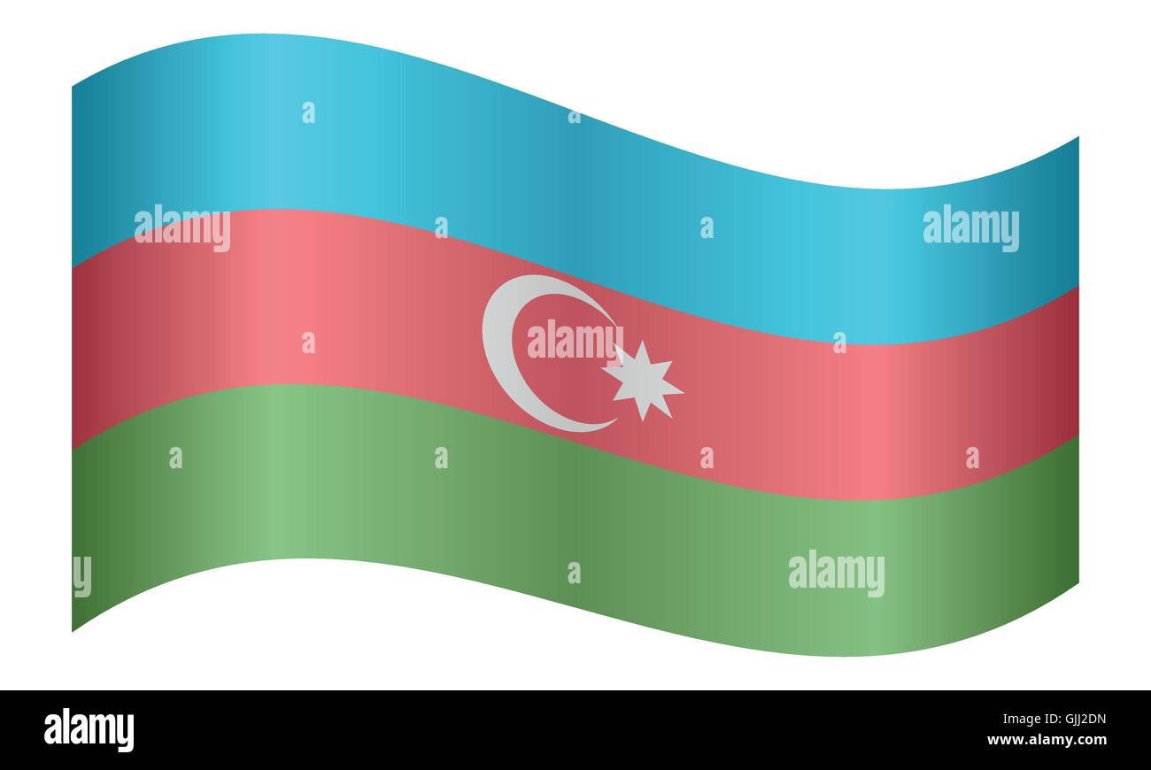 Flag of Azerbaijan waving on white background. Azerbaijani national ...