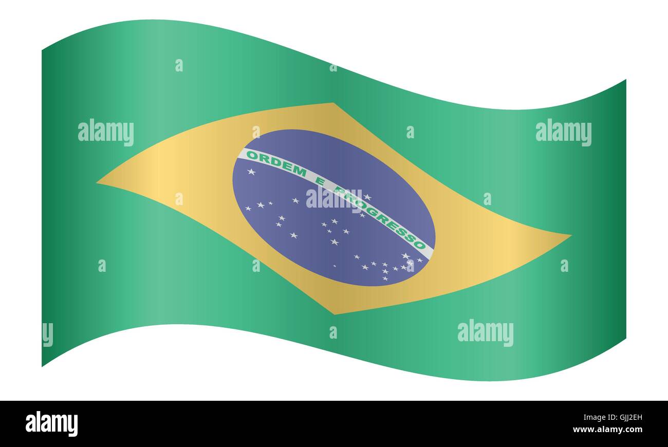 Flag of Brazil waving on white background. Brazilian national flag ...