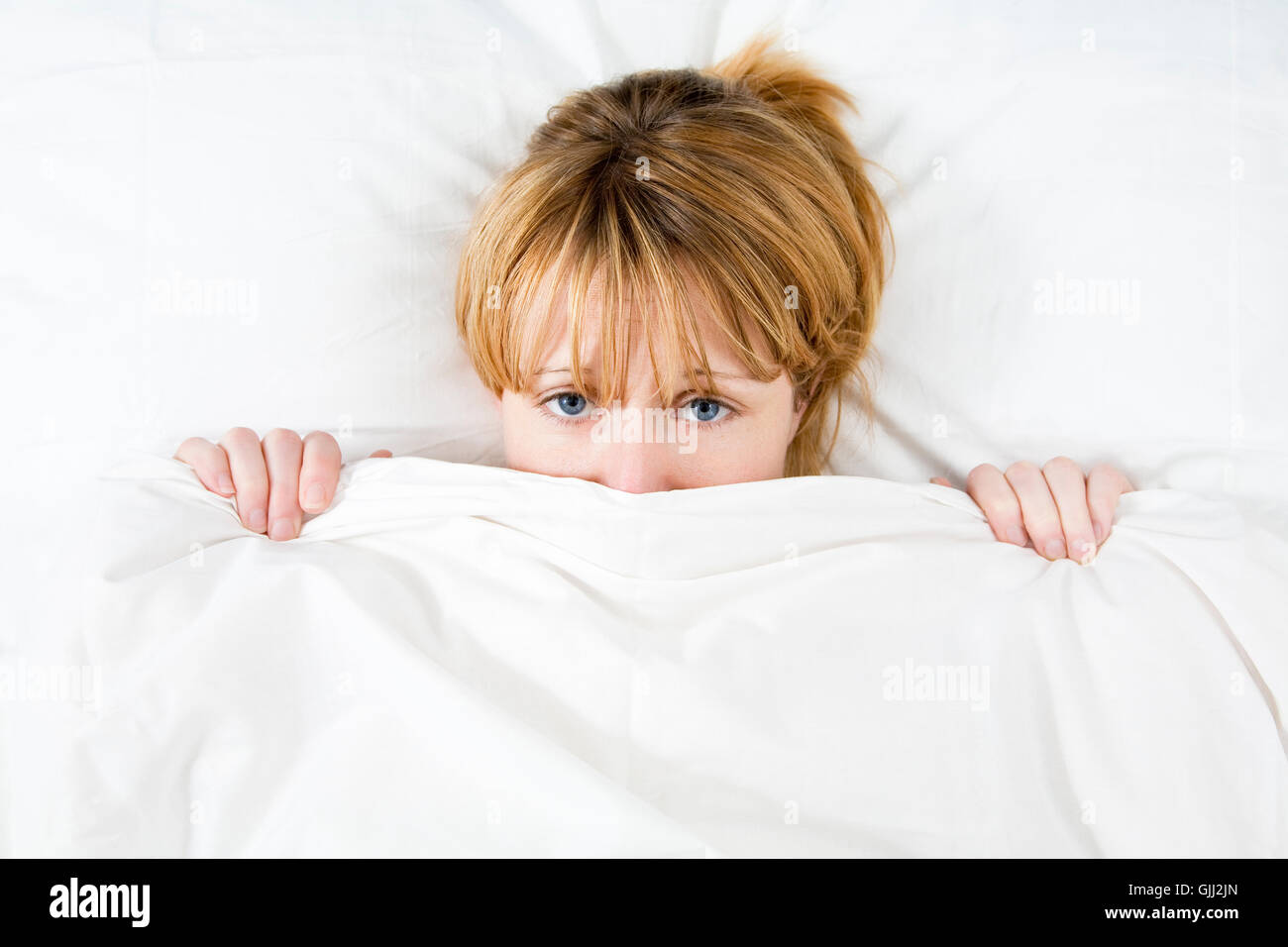 woman bed sad Stock Photo - Alamy