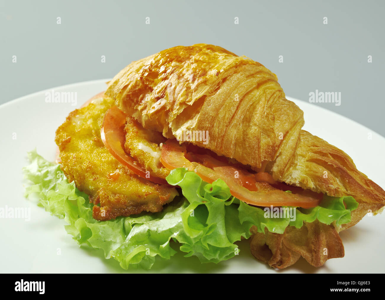 Summer Morning Breakfast Croissant stuffed chicken nuggets Stock Photo ...