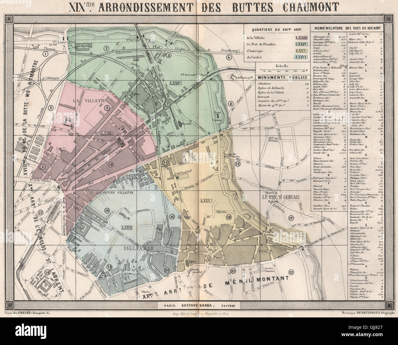 Paris Map 19th Century Stock Photos & Paris Map 19th Century Stock ...