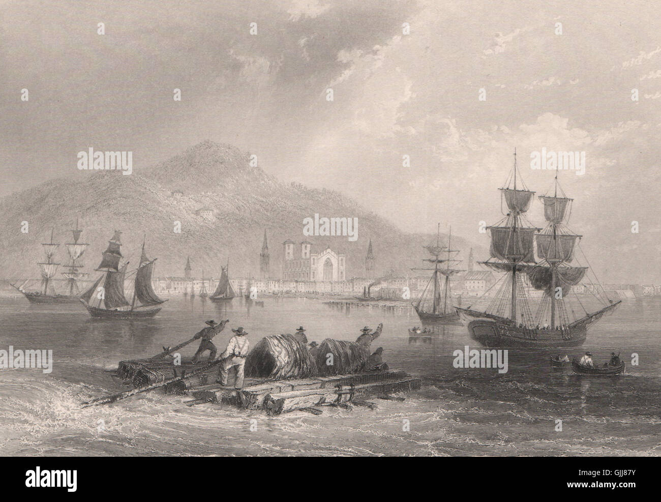 CANADA. Montreal (from the St. Lawrence), Quebec. BARTLETT, antique ...