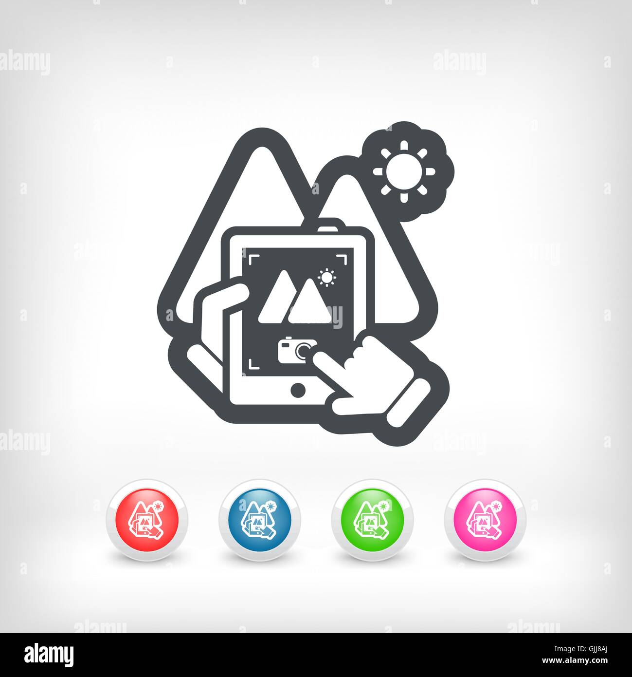 Hand holding phone landscape Stock Vector Images - Alamy