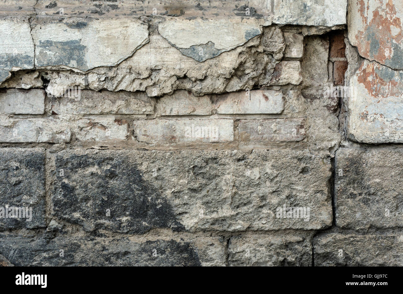 Old stone wall with signs of aging and weathering Stock Photo - Alamy