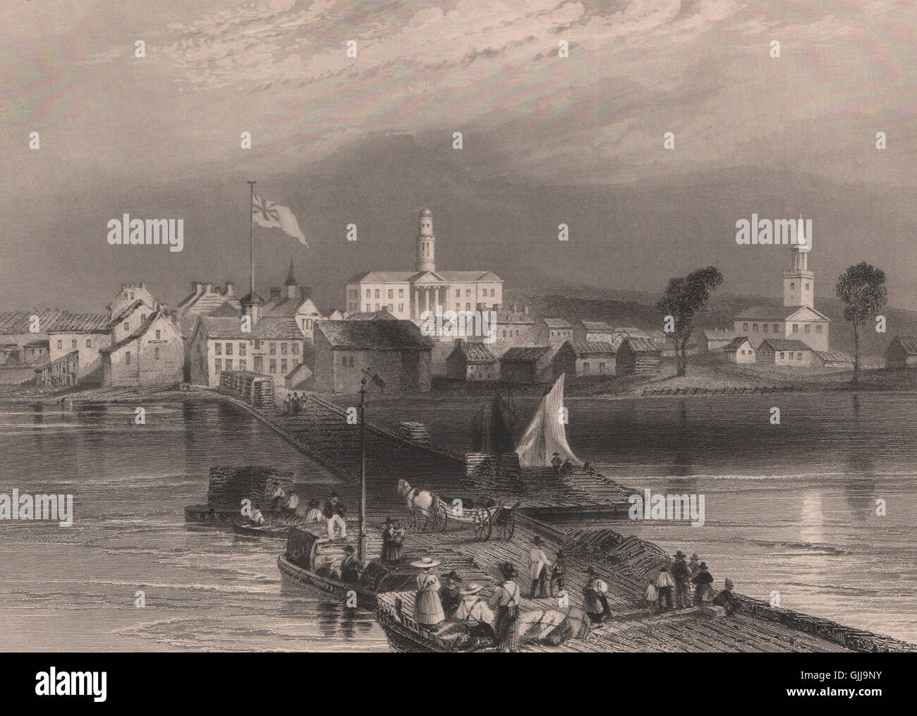 CANADA. Cobourg, Ontario. Jetty & Victoria Hall. BARTLETT, antique ...