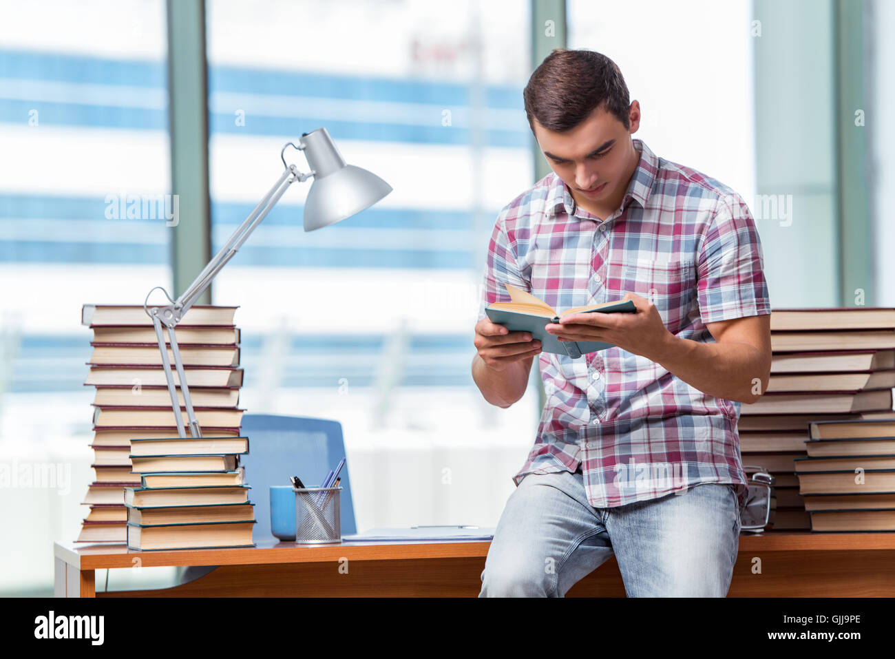Young student preparing for college exams Stock Photo - Alamy