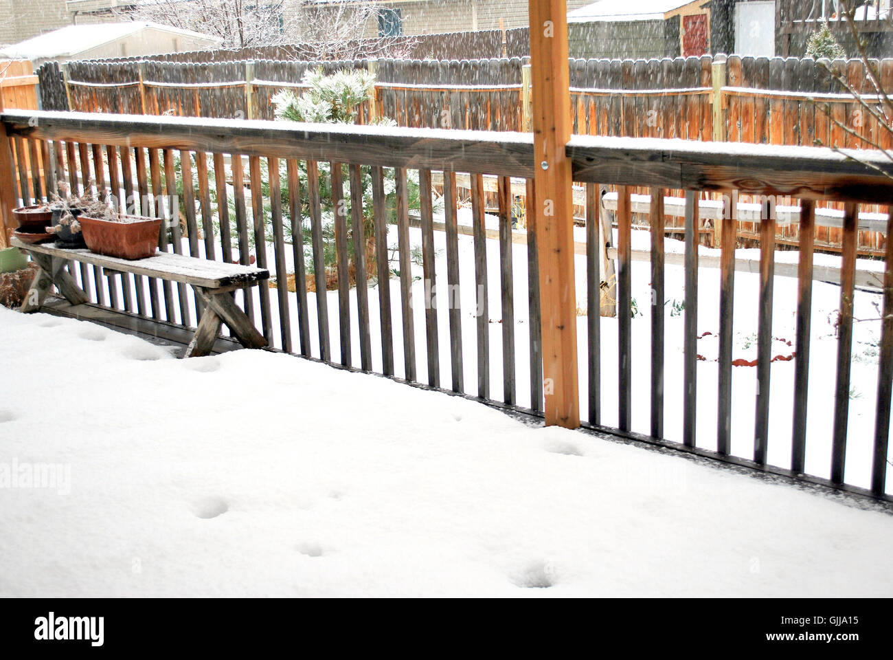 Winter snow outside view Stock Photo - Alamy