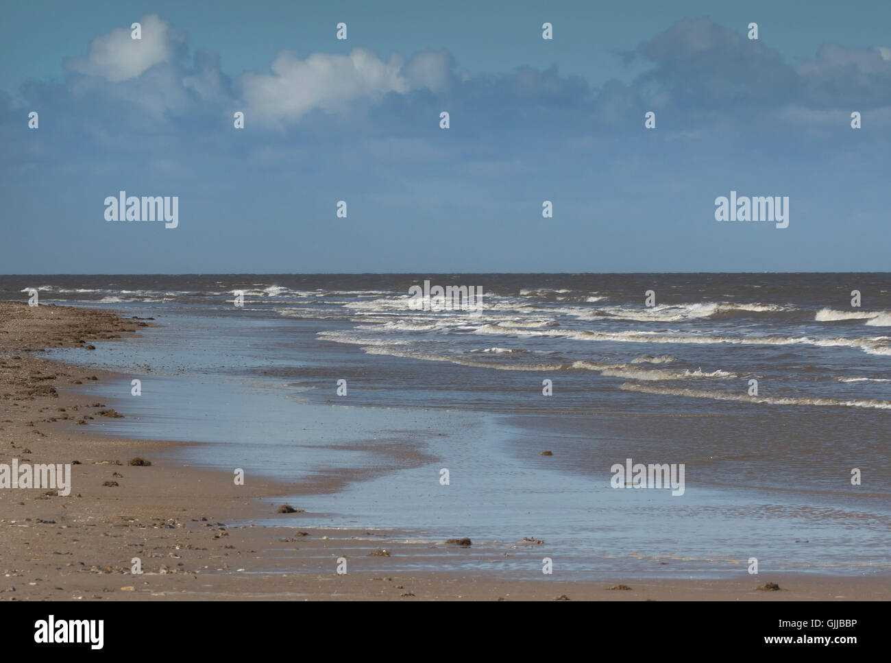Wide open spaces, sun, sea and sand, on North Norfolk coast Stock Photo ...