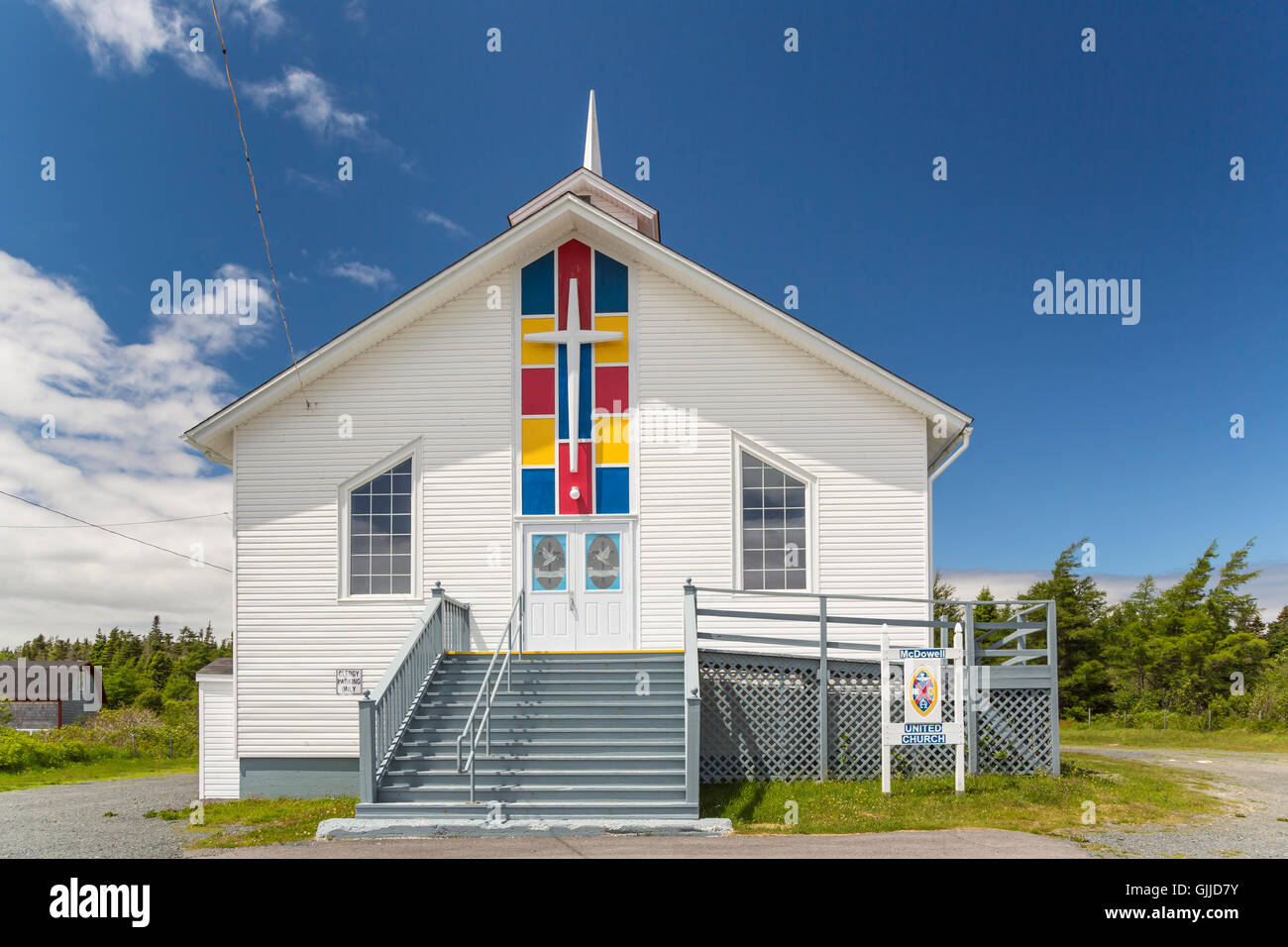 The McDowell United Church exterior at Western Bay, Newfoundland and ...