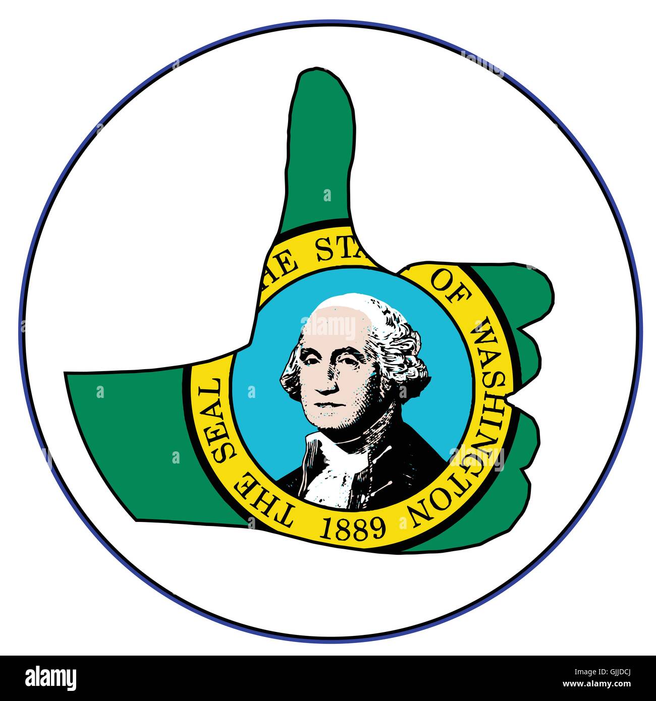 A Washington Flag hand giving the thumbs up sign all over a white ...