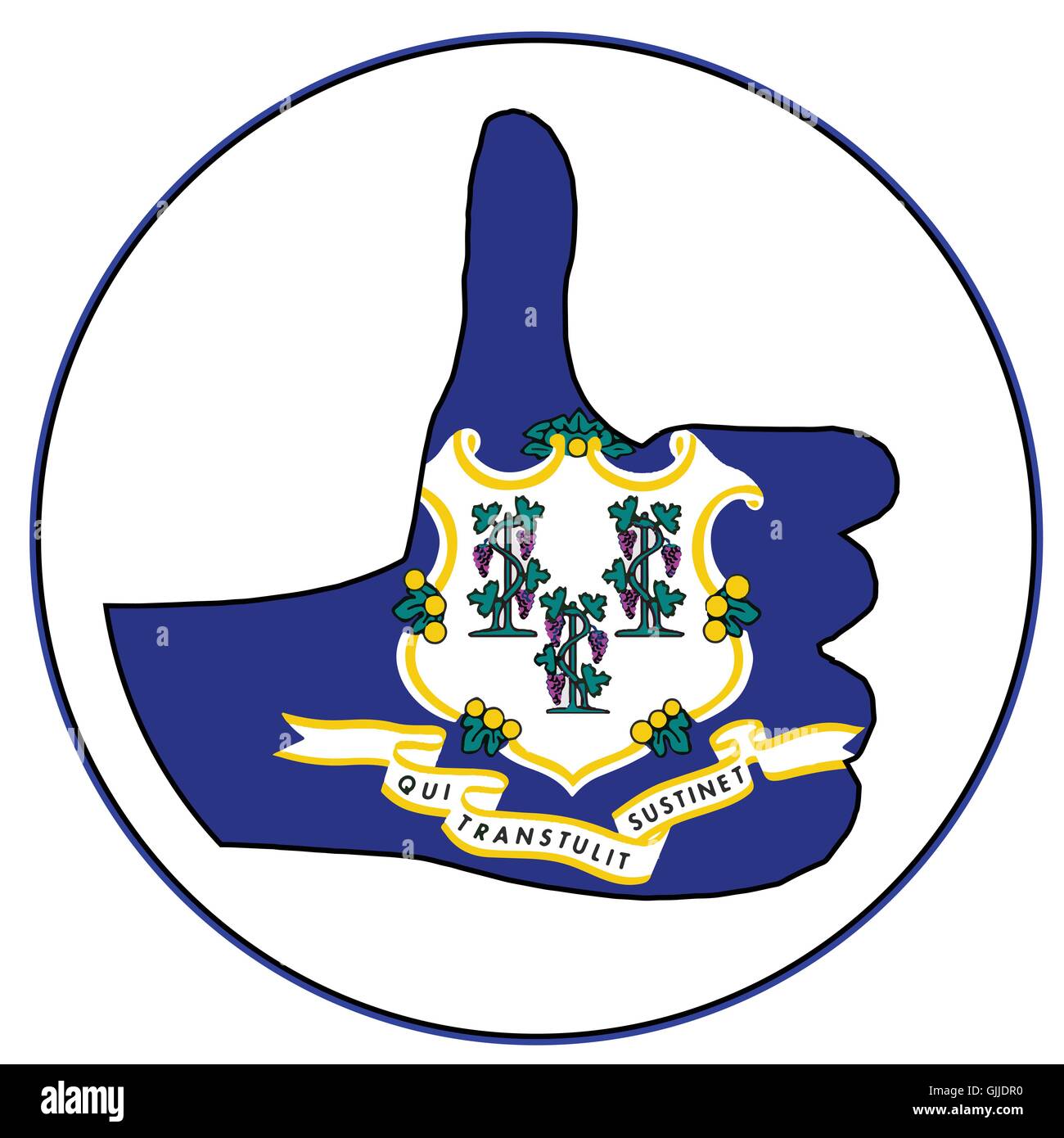 Connecticut Flag hand giving the thumbs up sign all over a white ...