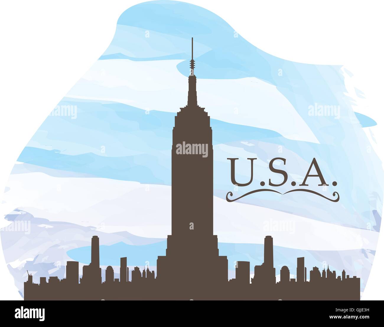 Isolated skyline of New York on a colored background Stock Vector Image ...