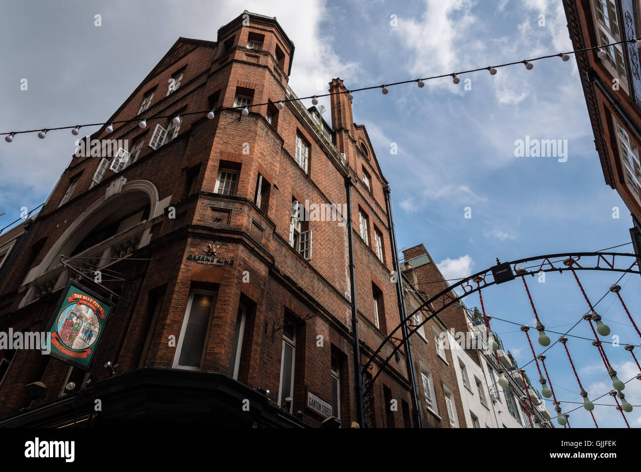 The Blue Posts, a traditional English pub, Soho, London: from an ...