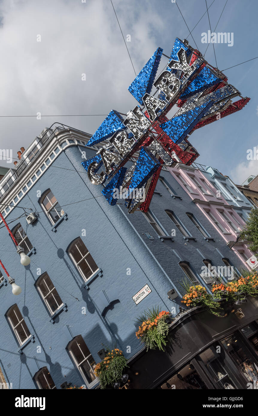 A very sparkly glittery ornate 3D Union Jack installation hung above ...