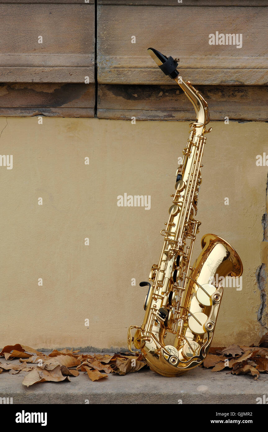 still life saxophone wind instrument Stock Photo - Alamy
