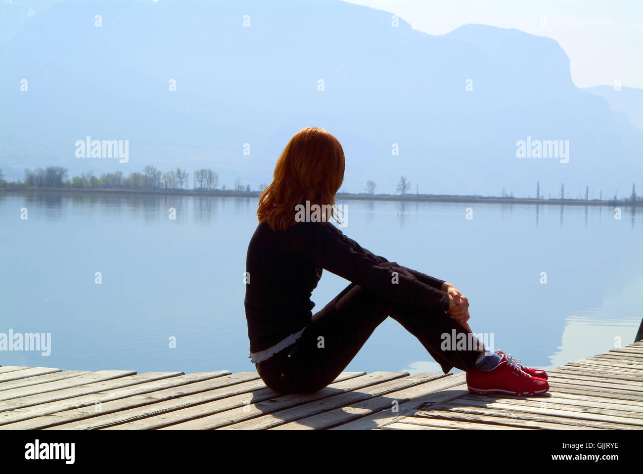 woman radio silence quietness Stock Photo - Alamy