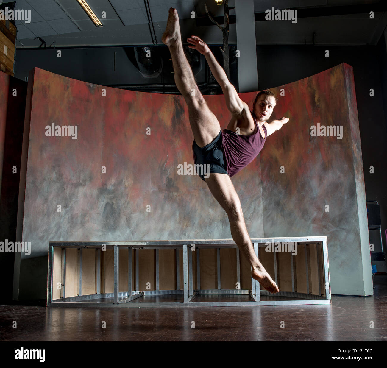 extreme split jump Stock Photo - Alamy