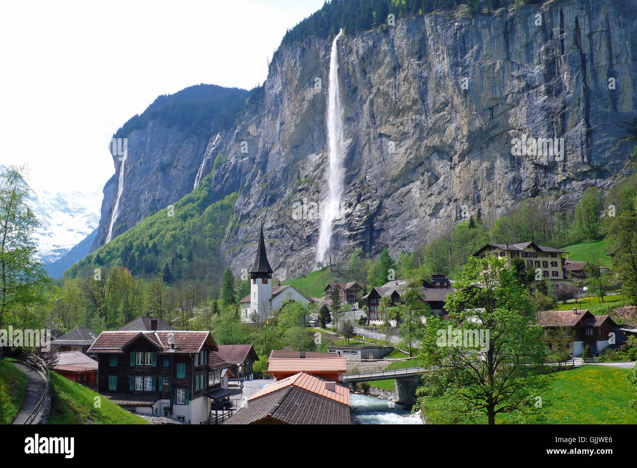 switzerland rock waterfall Stock Photo - Alamy