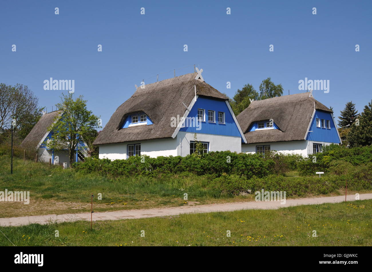 blue houses East Germany Stock Photo - Alamy