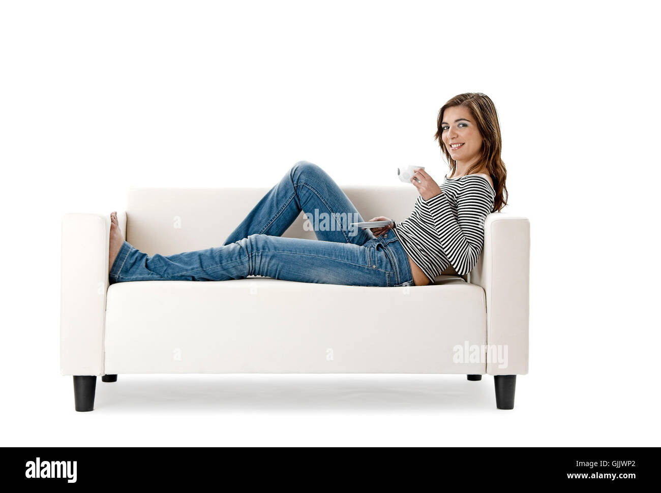 woman female couch Stock Photo - Alamy