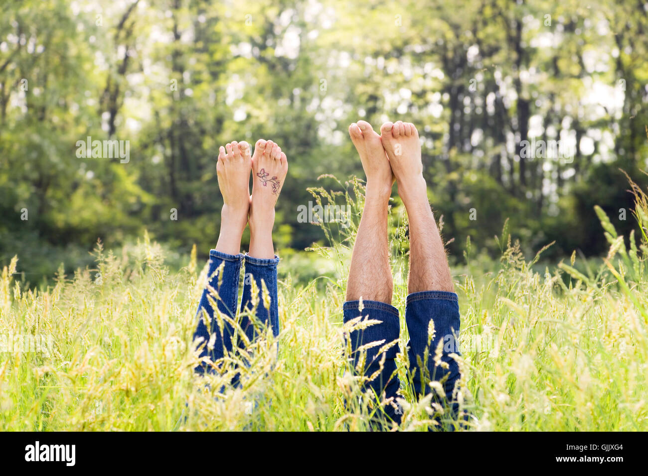 Two feet barefoot meadow hi-res stock photography and images - Alamy