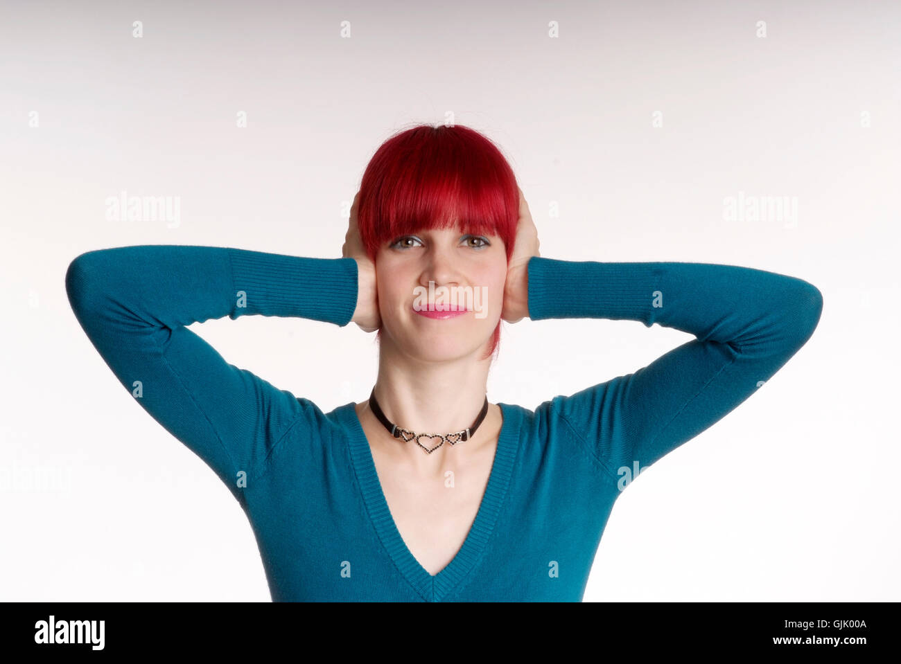 Woman keep shut ear hi-res stock photography and images - Alamy