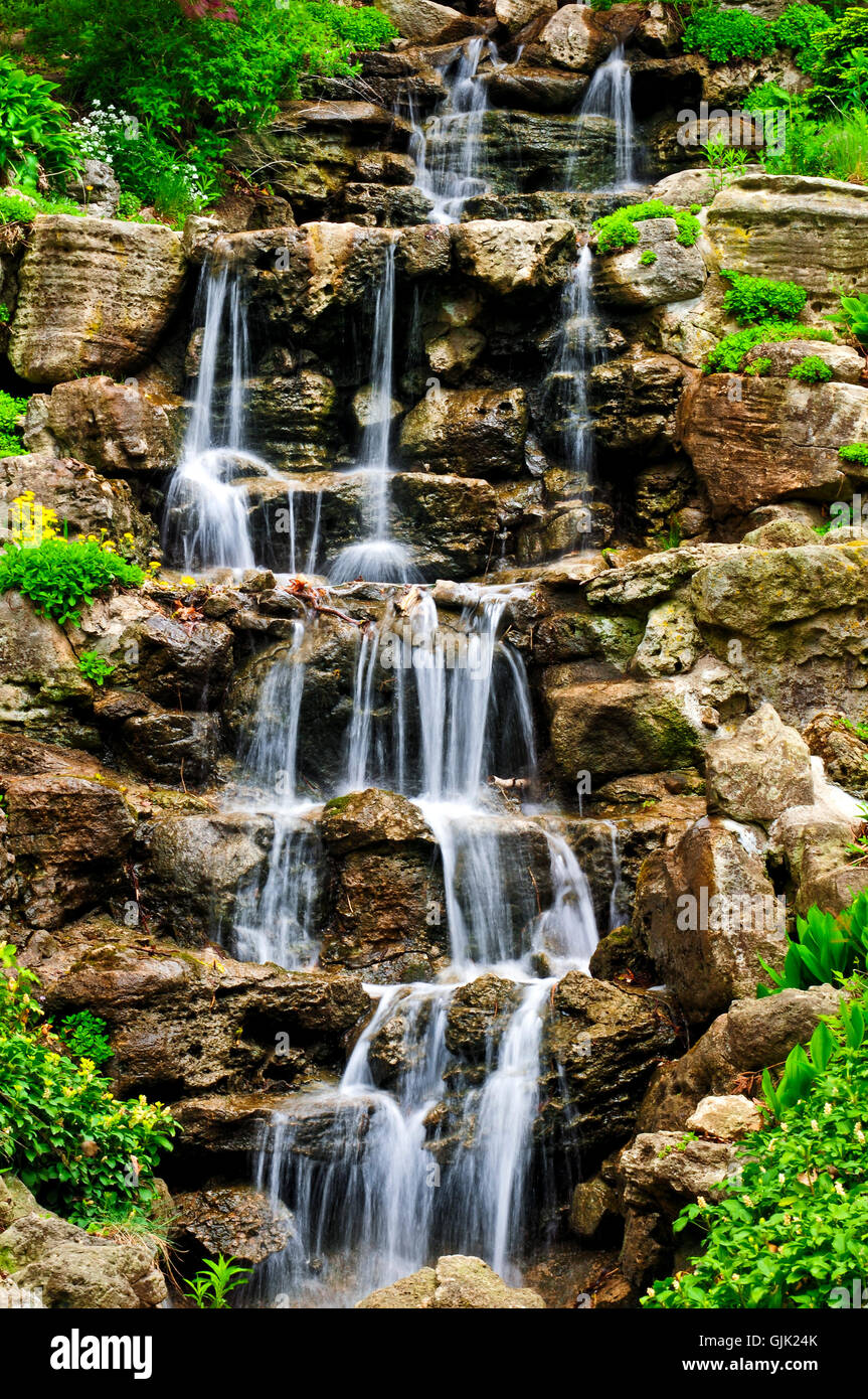 garden waterfall rocks Stock Photo - Alamy