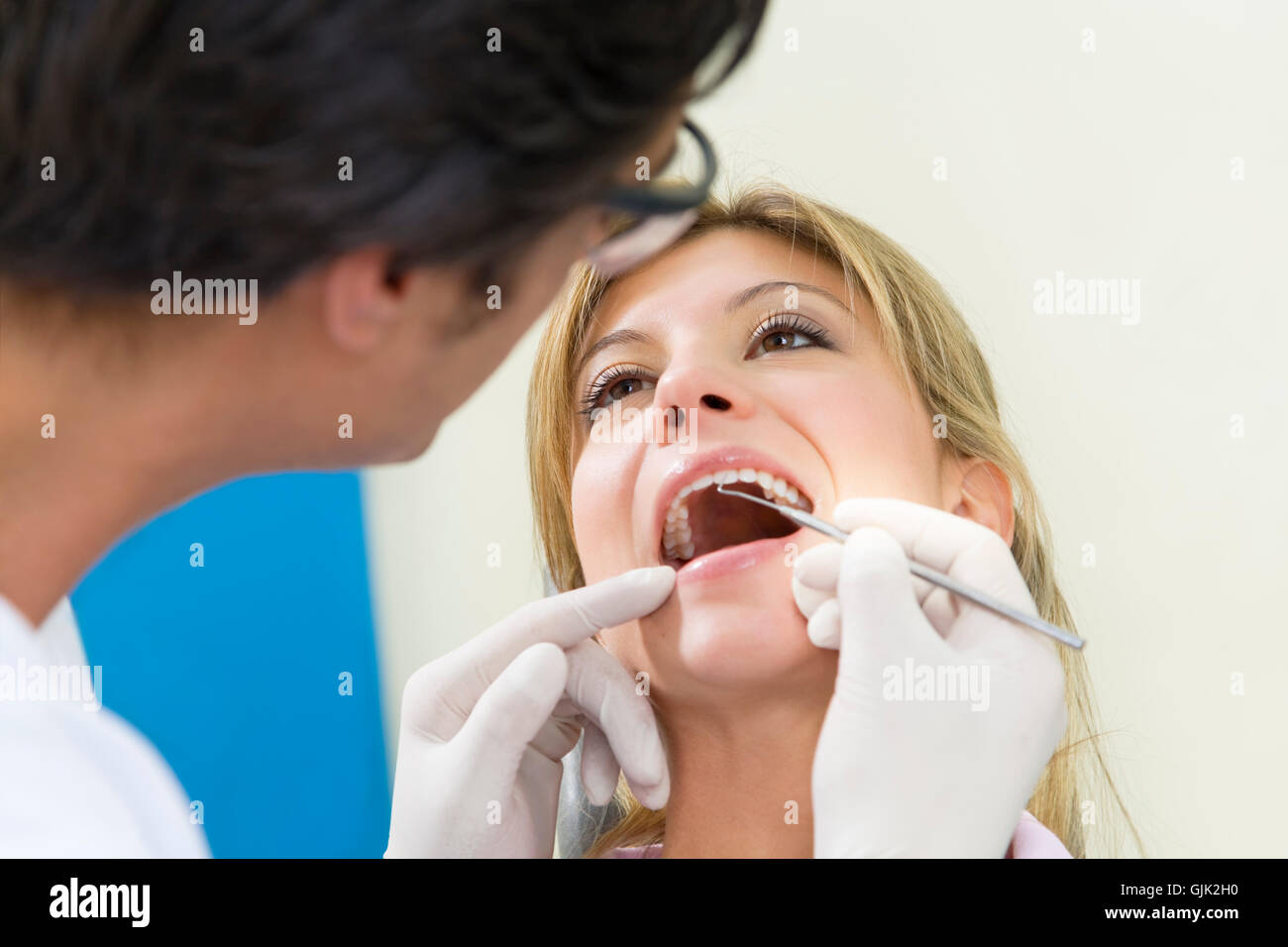 woman office teeth Stock Photo - Alamy