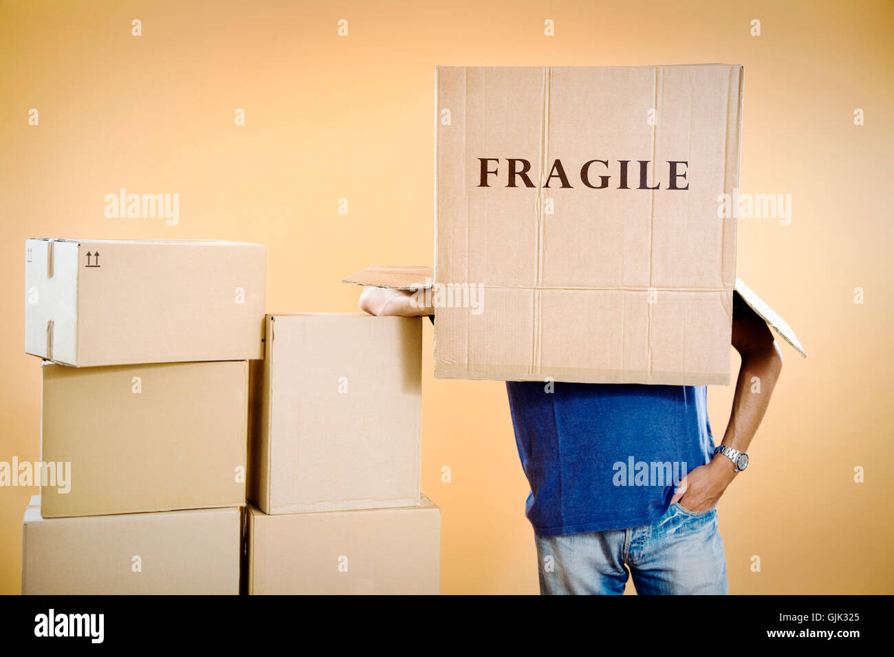 funny fragile boxes Stock Photo - Alamy