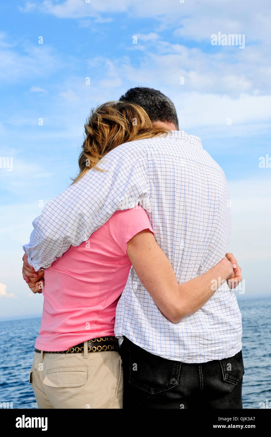 Romantic couple hugging enjoy hi-res stock photography and images - Alamy
