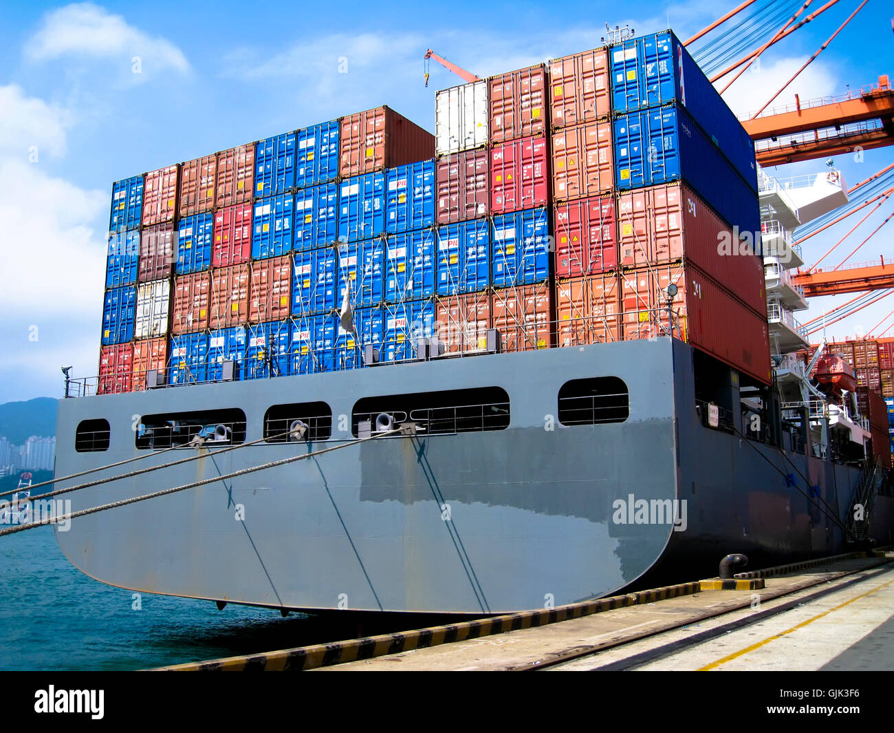 asia container ship harbor Stock Photo - Alamy