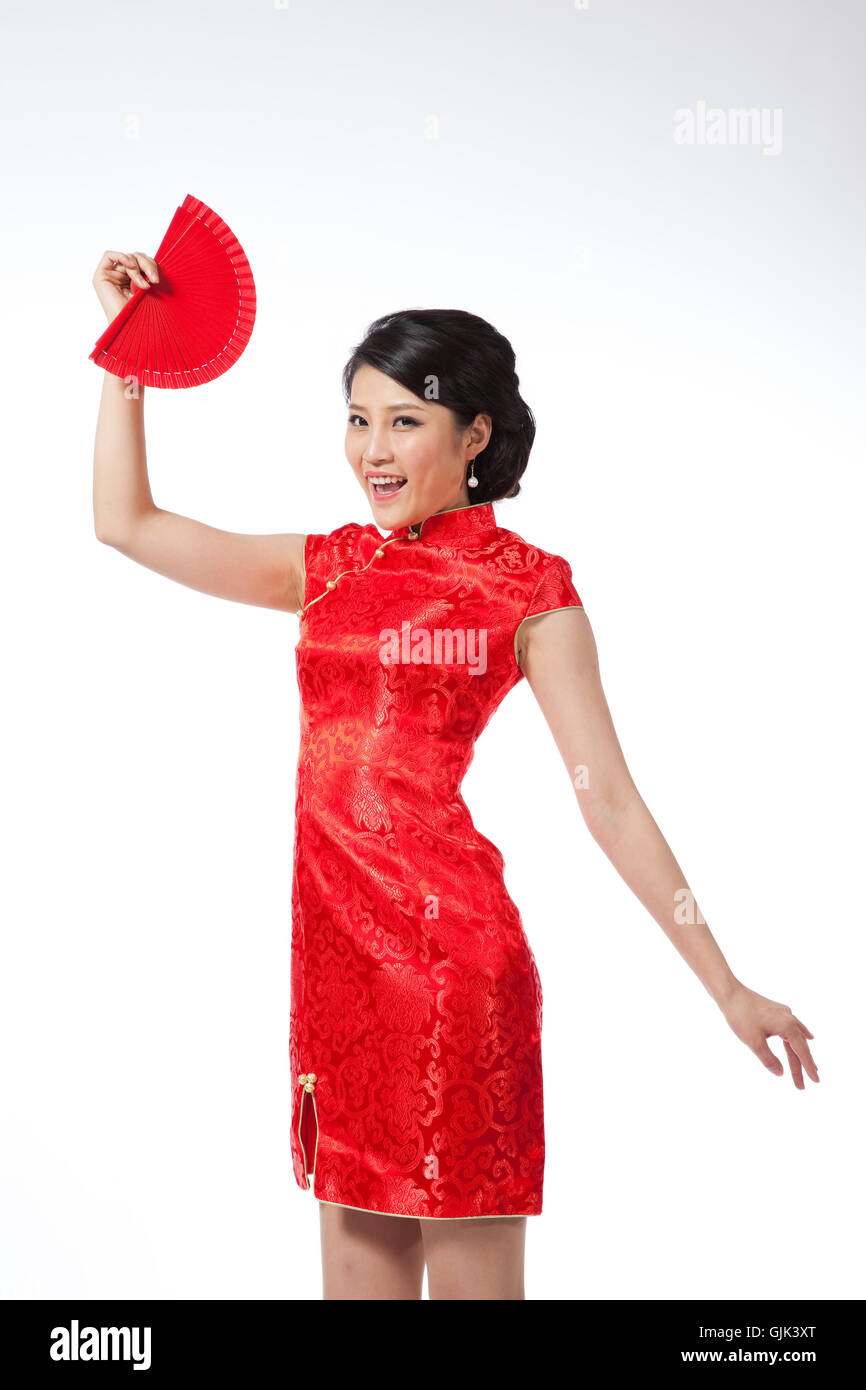 Dressed in traditional Chinese costumes studio shot young woman Stock ...