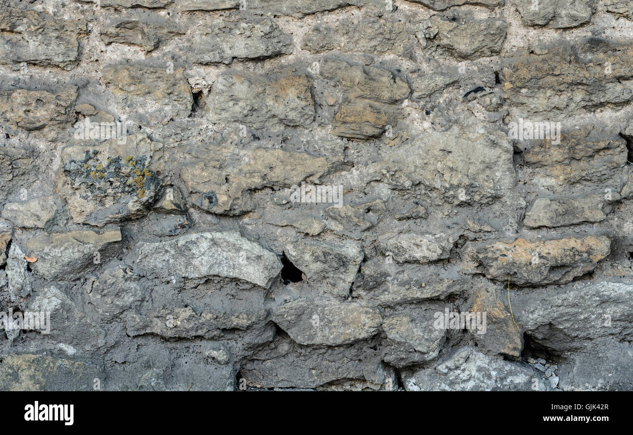 Old stone wall with signs of aging and weathering Stock Photo - Alamy