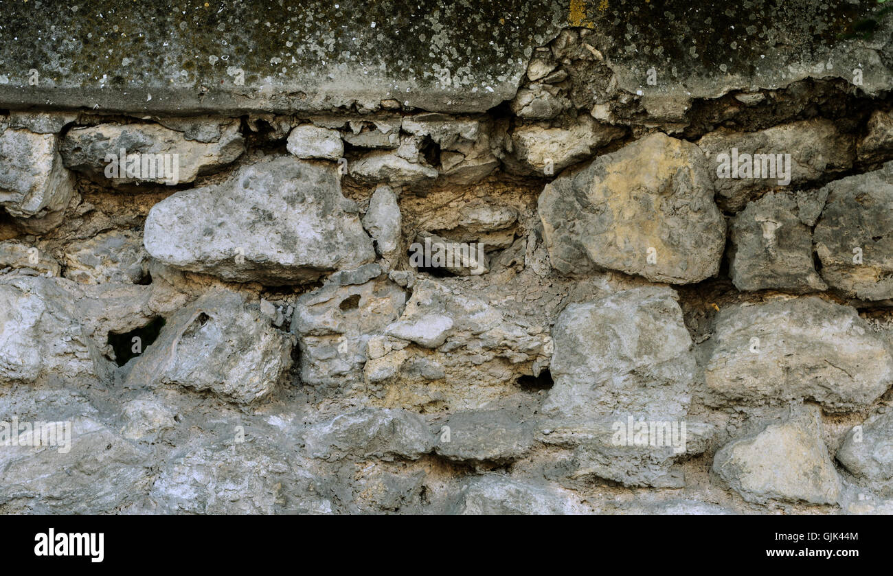 Old stone wall with signs of aging and weathering Stock Photo - Alamy