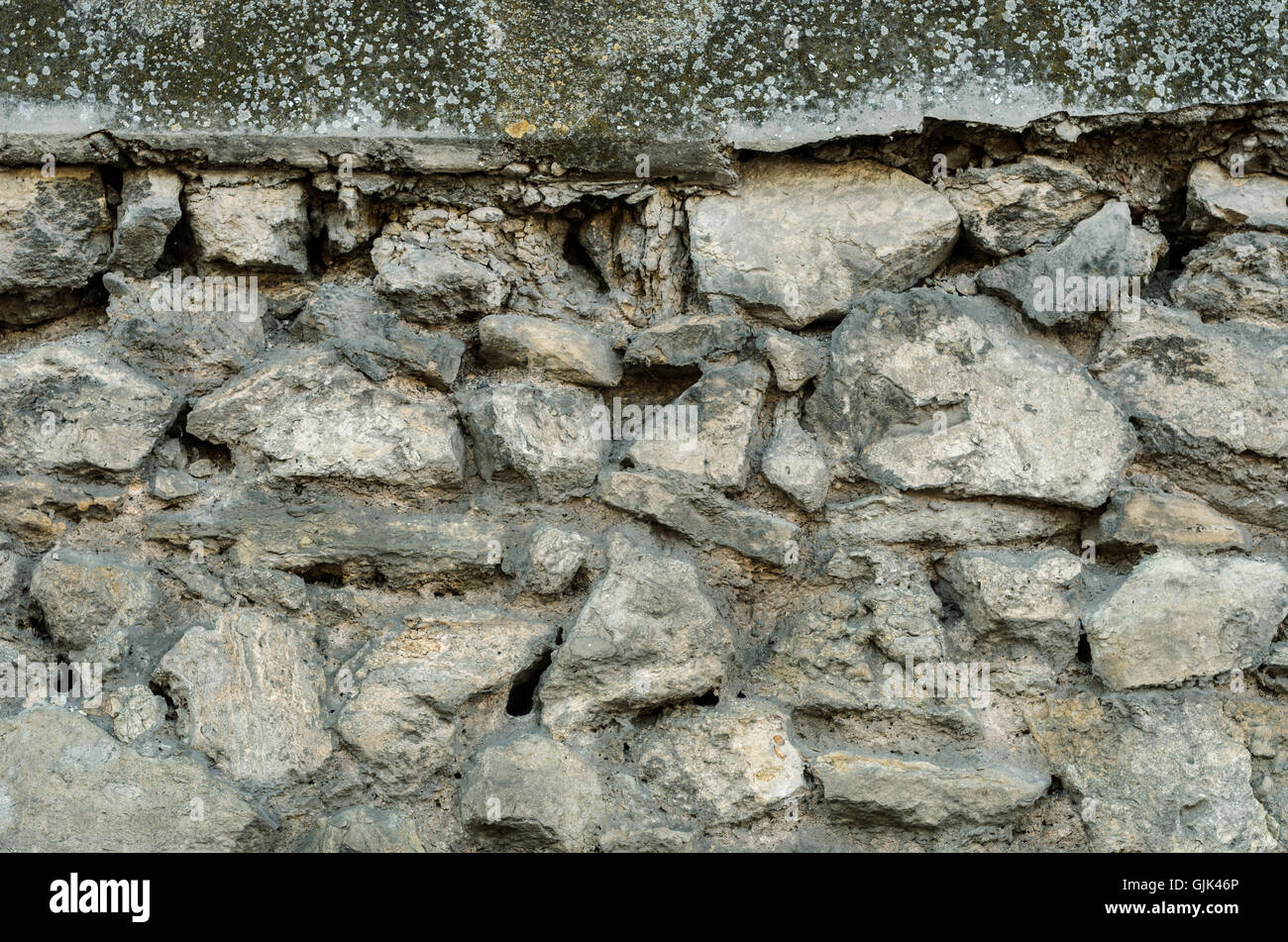 Old stone wall with signs of aging and weathering Stock Photo - Alamy