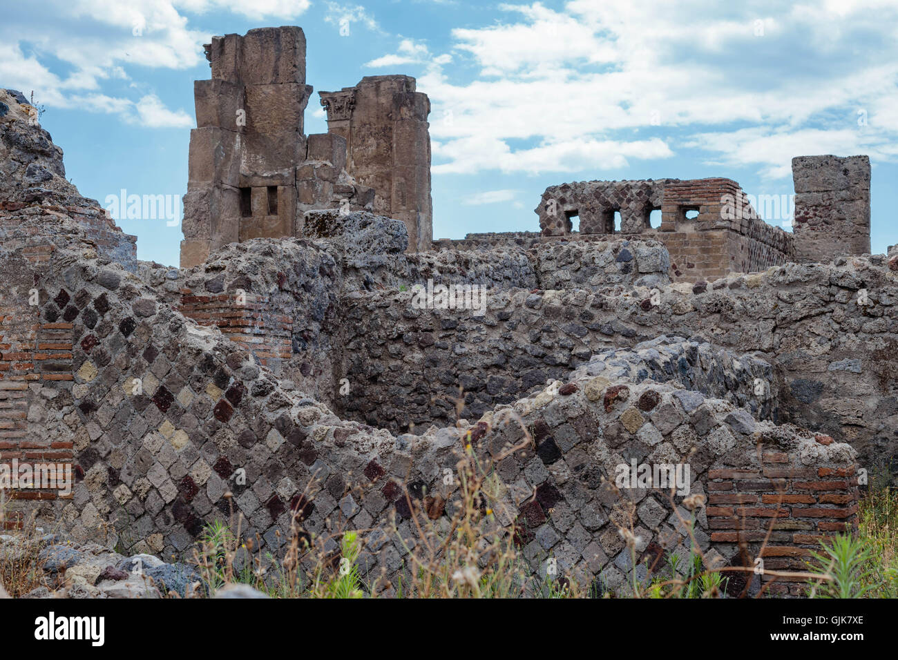 Ruins of the ancient Roman city of Pompeii on a summer's day Stock ...