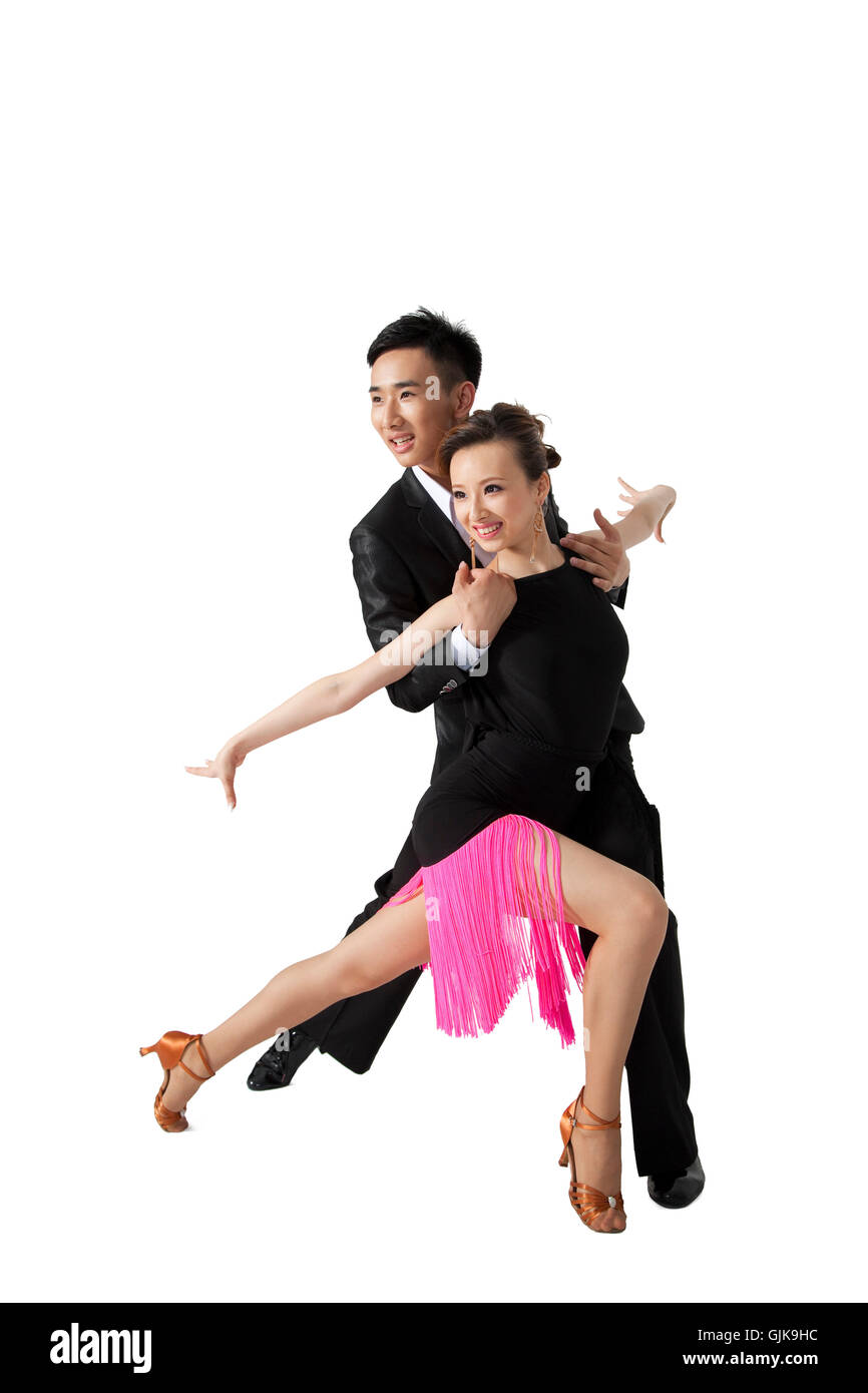 Studio shot young man dancing Stock Photo - Alamy