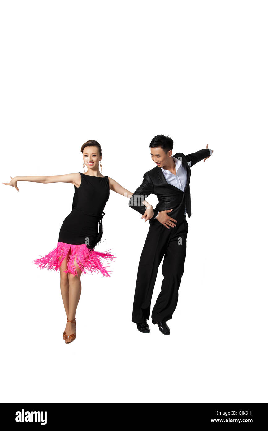 Studio shot young man dancing Stock Photo - Alamy