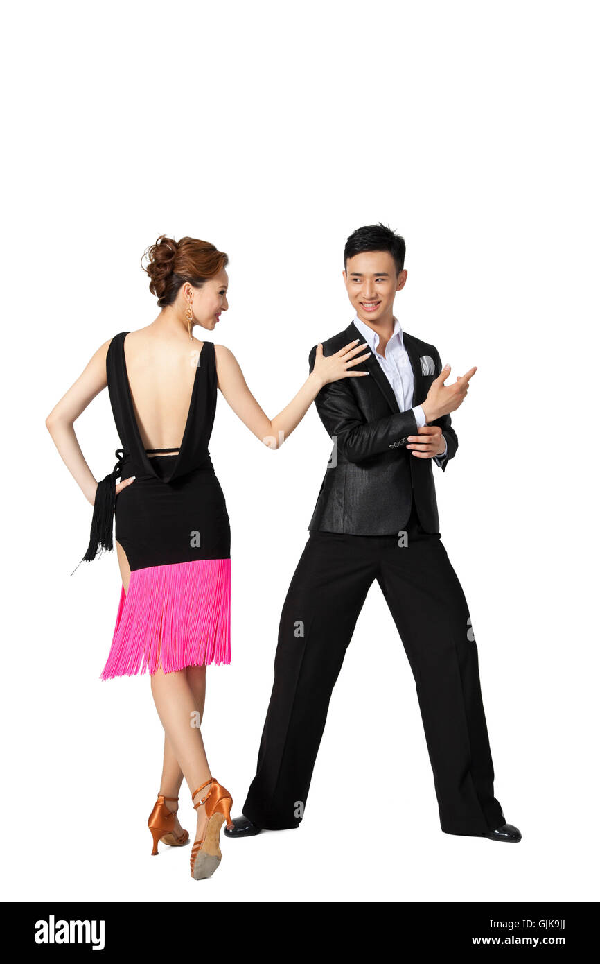Studio shot young man dancing Stock Photo - Alamy