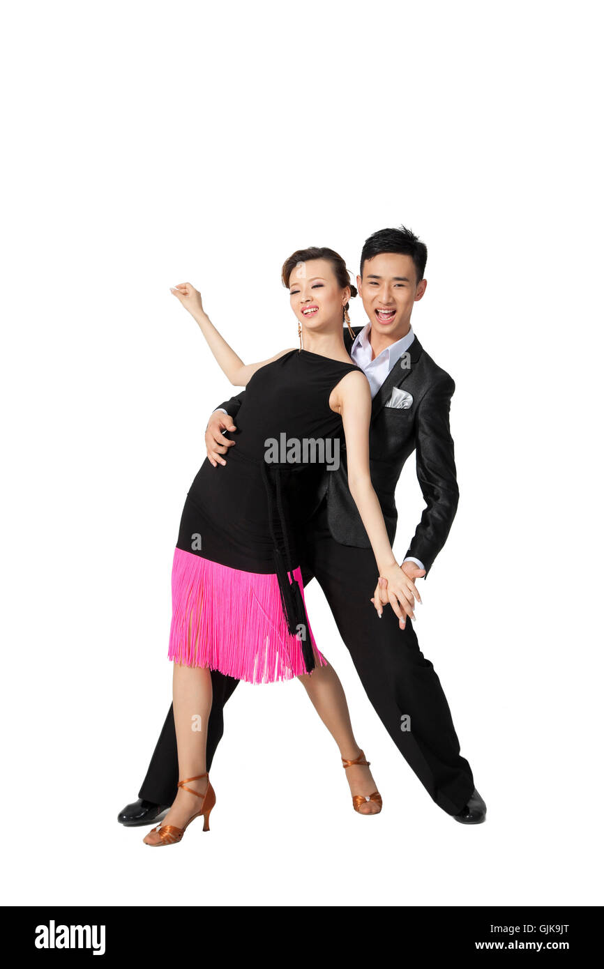 Studio shot young man dancing Stock Photo - Alamy