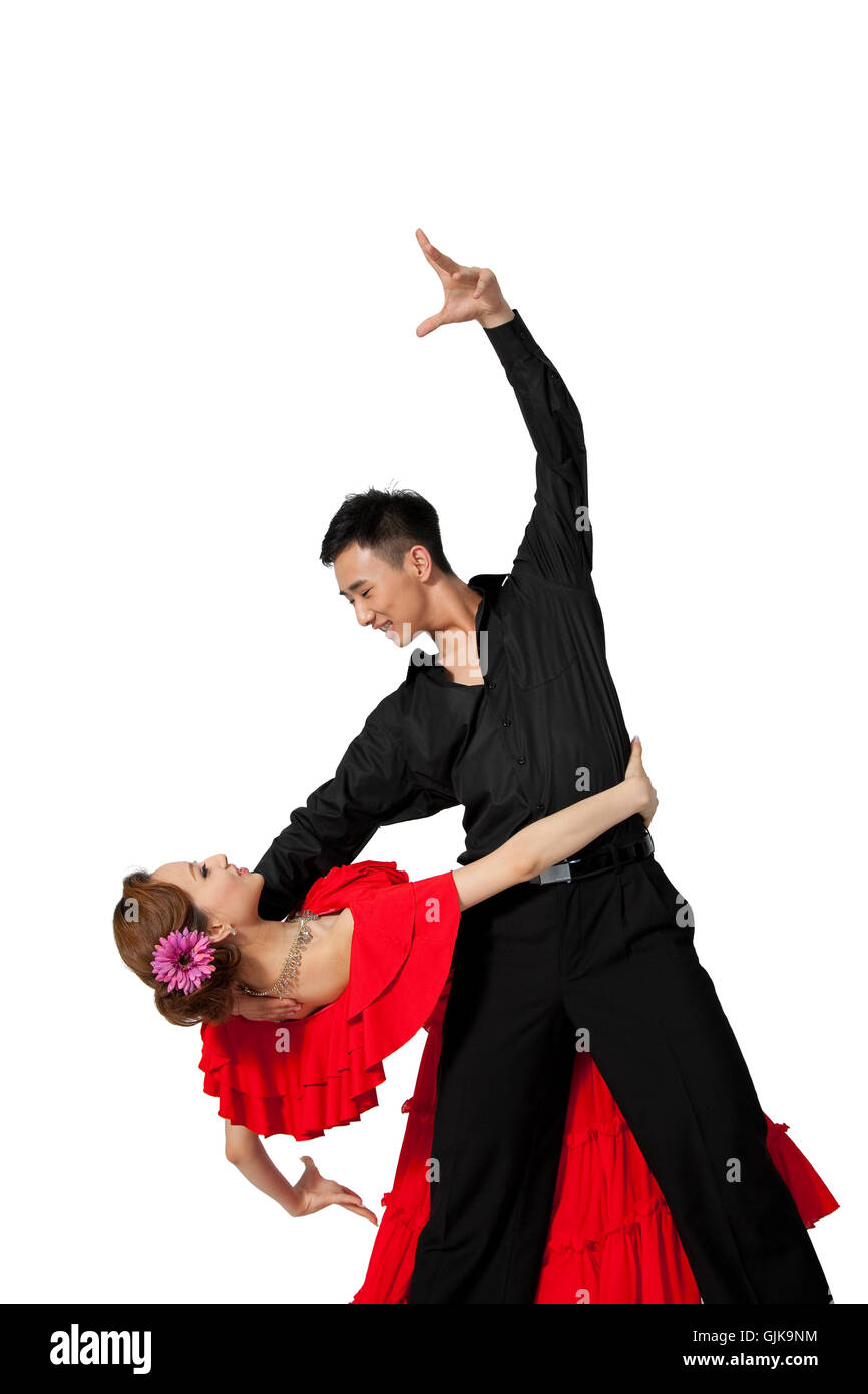 Studio shot young man dancing Stock Photo - Alamy