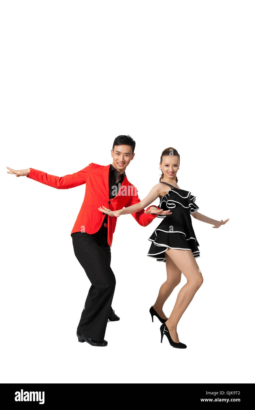 Studio shot young man dancing Stock Photo - Alamy