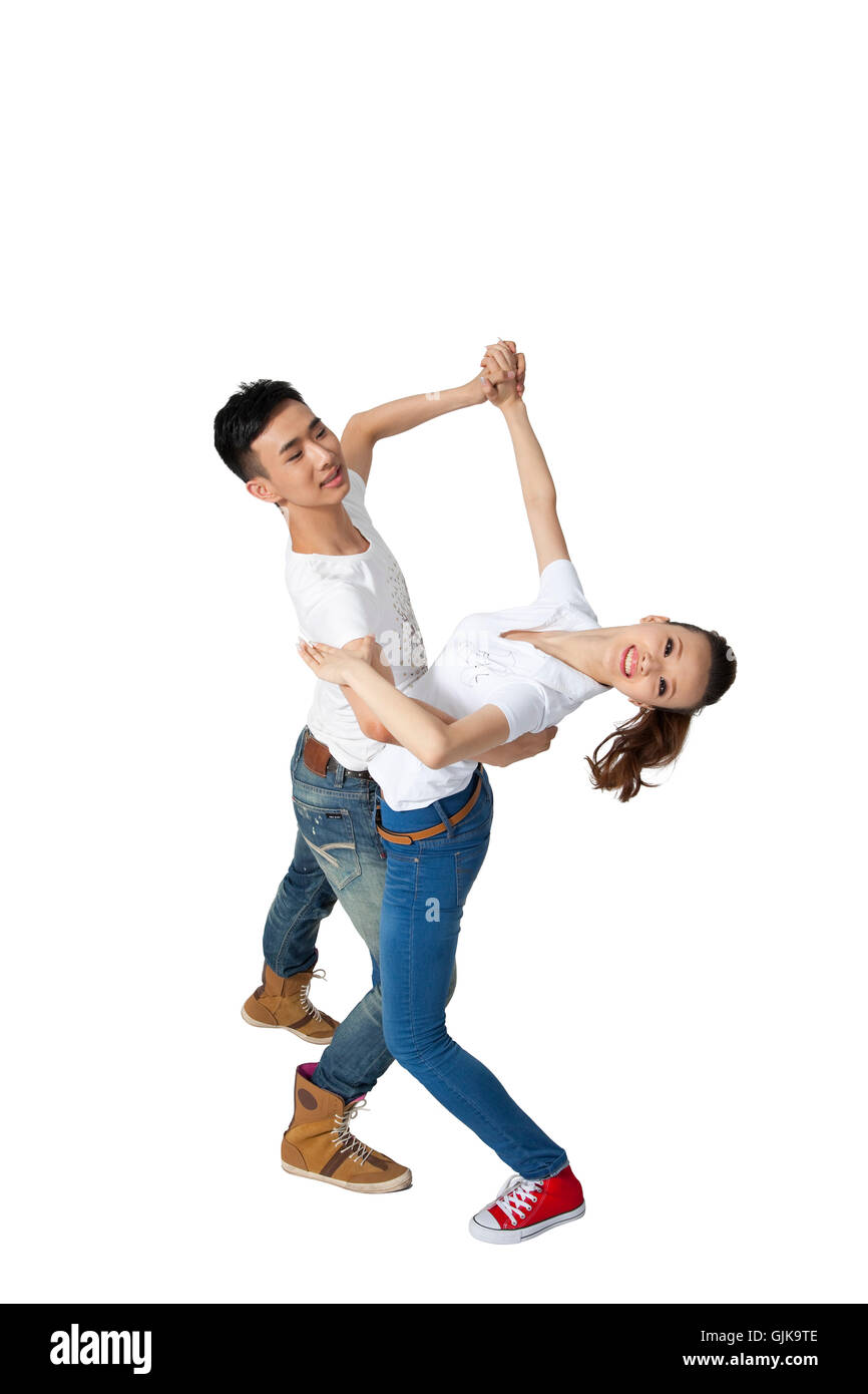 Studio shot young man dancing Stock Photo - Alamy