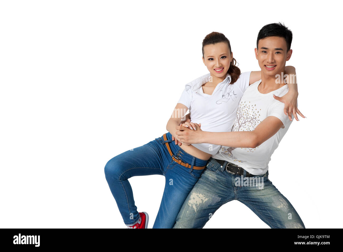 Studio shot young man dancing Stock Photo - Alamy