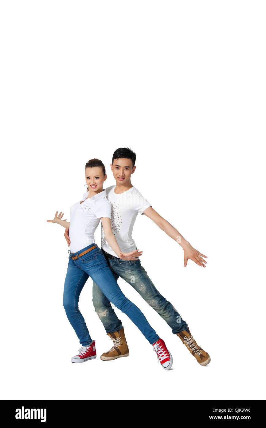 Studio shot young man dancing Stock Photo - Alamy